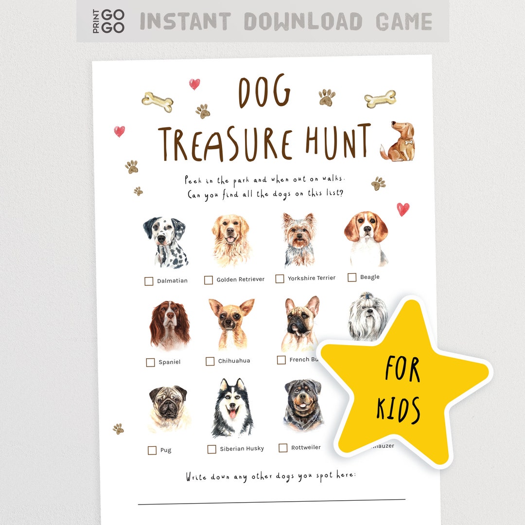Dog Breed Treasure Hunt for Kids | Outdoor Scavenger Hunt Game | Dog I ...
