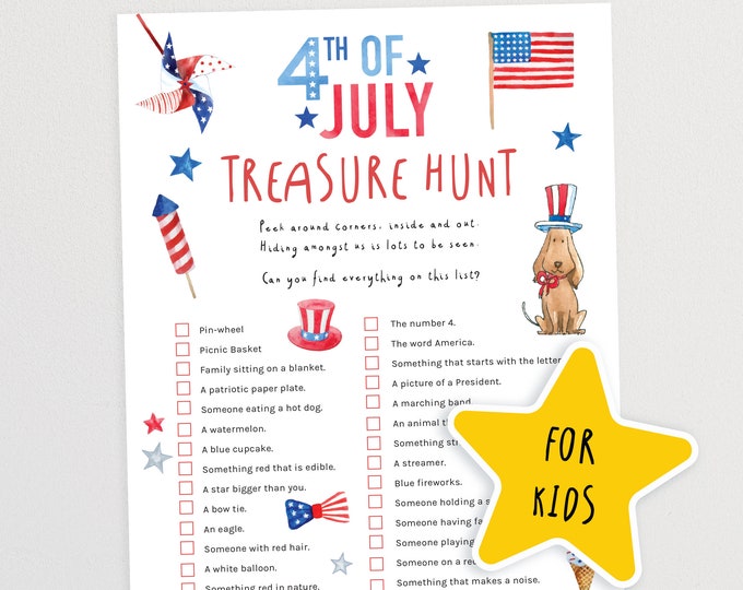 Fourth of July Treasure Hunt for Kids | 4th of July Scavenger Hunt | I ...