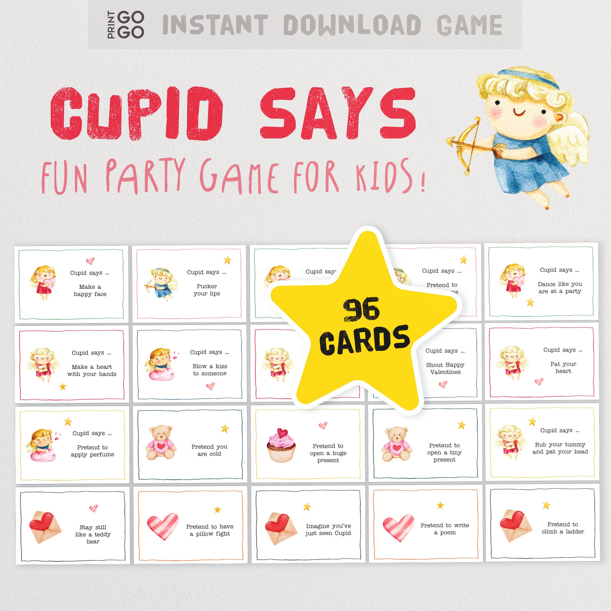 Cupid Says the Fun Valentine's Day Party Game of Following Commands for ...