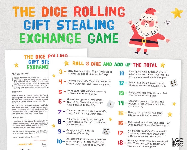 Christmas Roll the Dice Gift Exchange Game the Hilarious - Etsy Canada Christmas Roll the Dice Gift Exchange Game the Hilarious - Etsy Canada