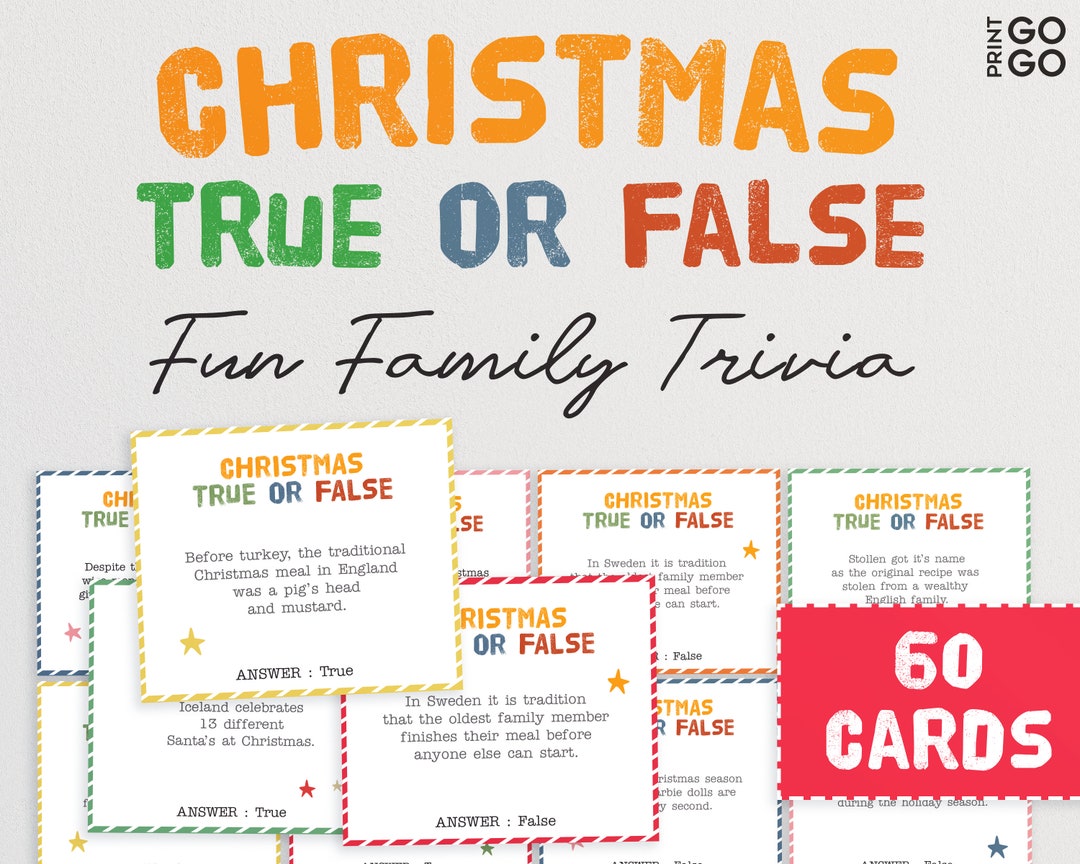 Christmas Facts True or False Quiz Christmas Day Family Quiz - Etsy