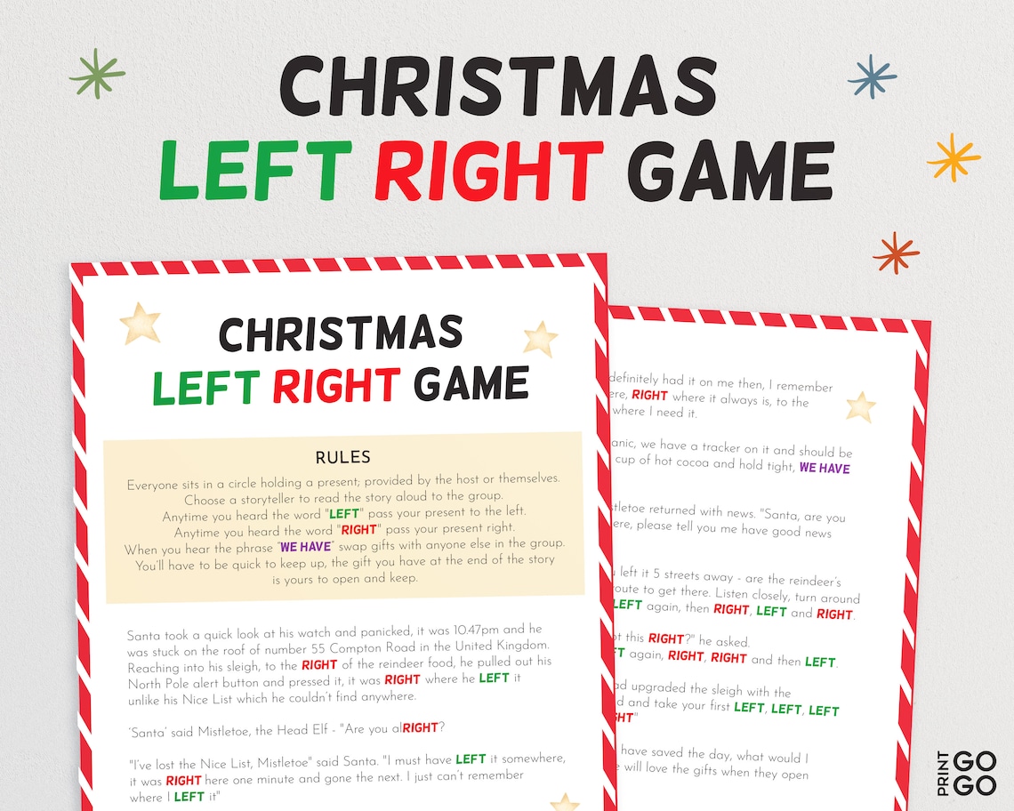 Christmas Left Right Game Gift Exchange the Fast Paced - Etsy