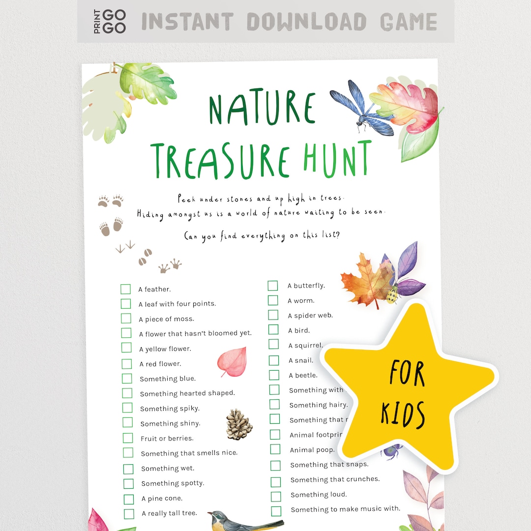 Nature Treasure Hunt for Kids | Outdoor Scavenger Hunt Game | Childrens ...