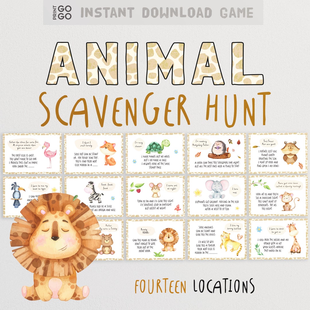 Animal Scavenger Hunt for Kids | Birthday Treasure Hunt | Birthday ...
