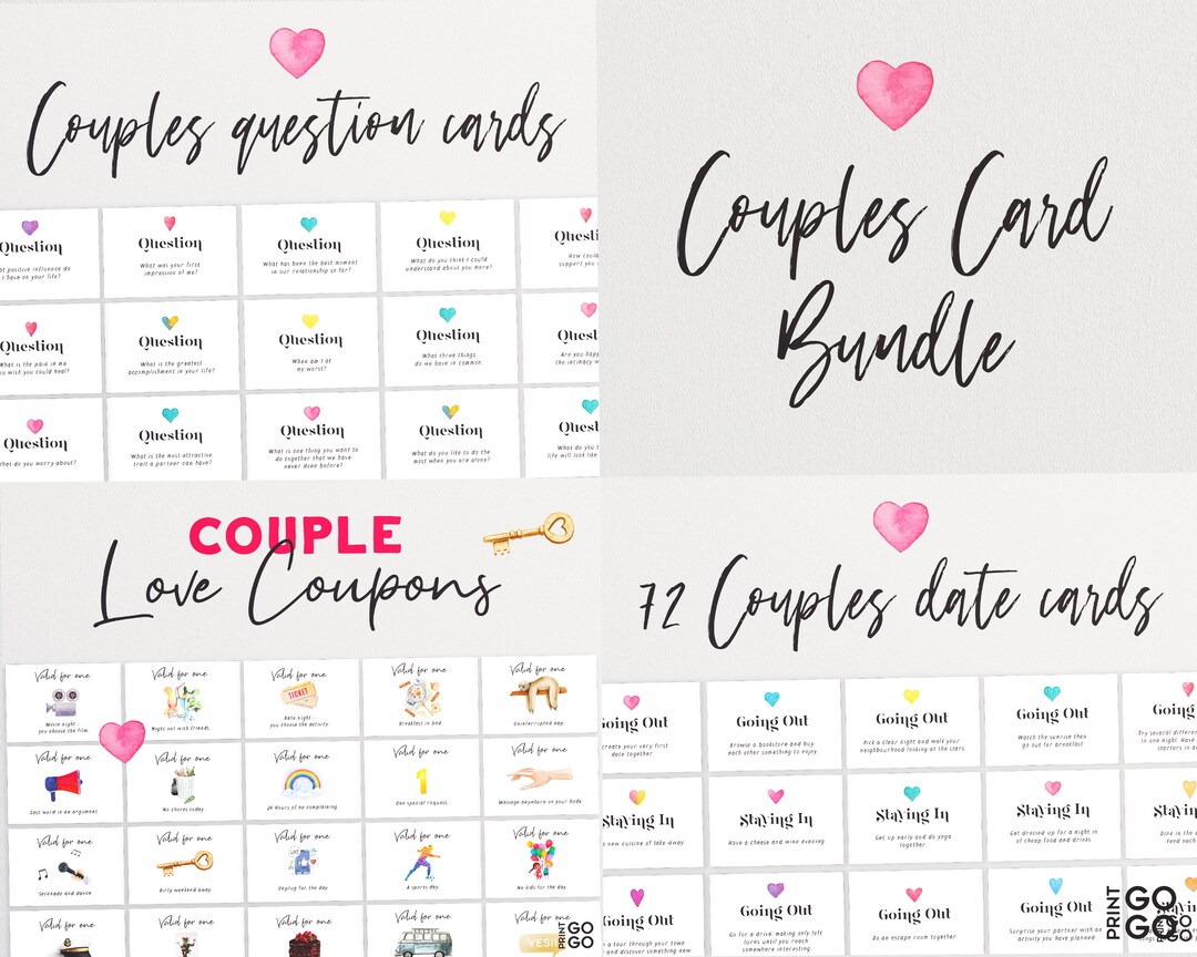 Couples Cards Bundle Date Cards Year of Date Night Idea - Etsy