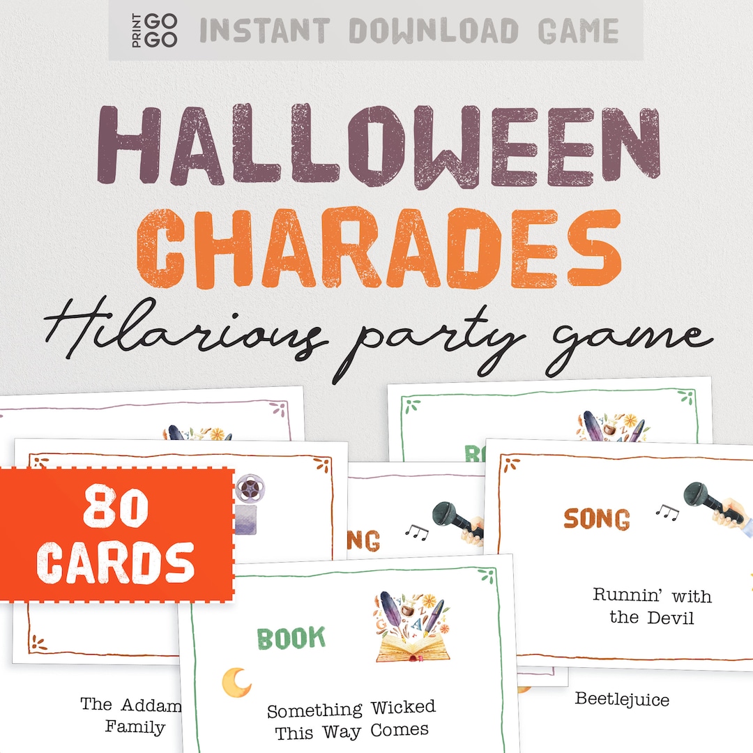 Halloween Charades Game - the Hilarious Family Party Game of Acting Out ...