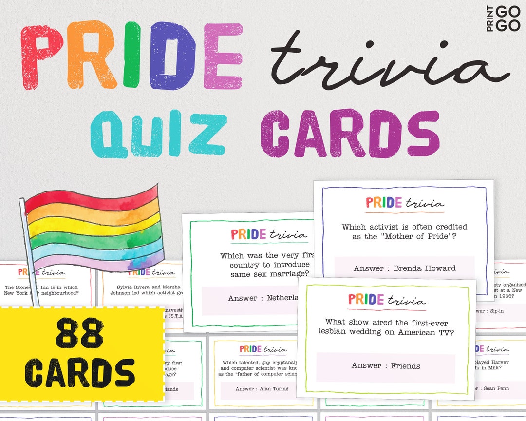 Pride Trivia Quiz Cards 88 Quiz Questions to Test Your - Etsy