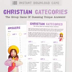 Christian Categories - the Group Game of Guessing Unique Answers ...