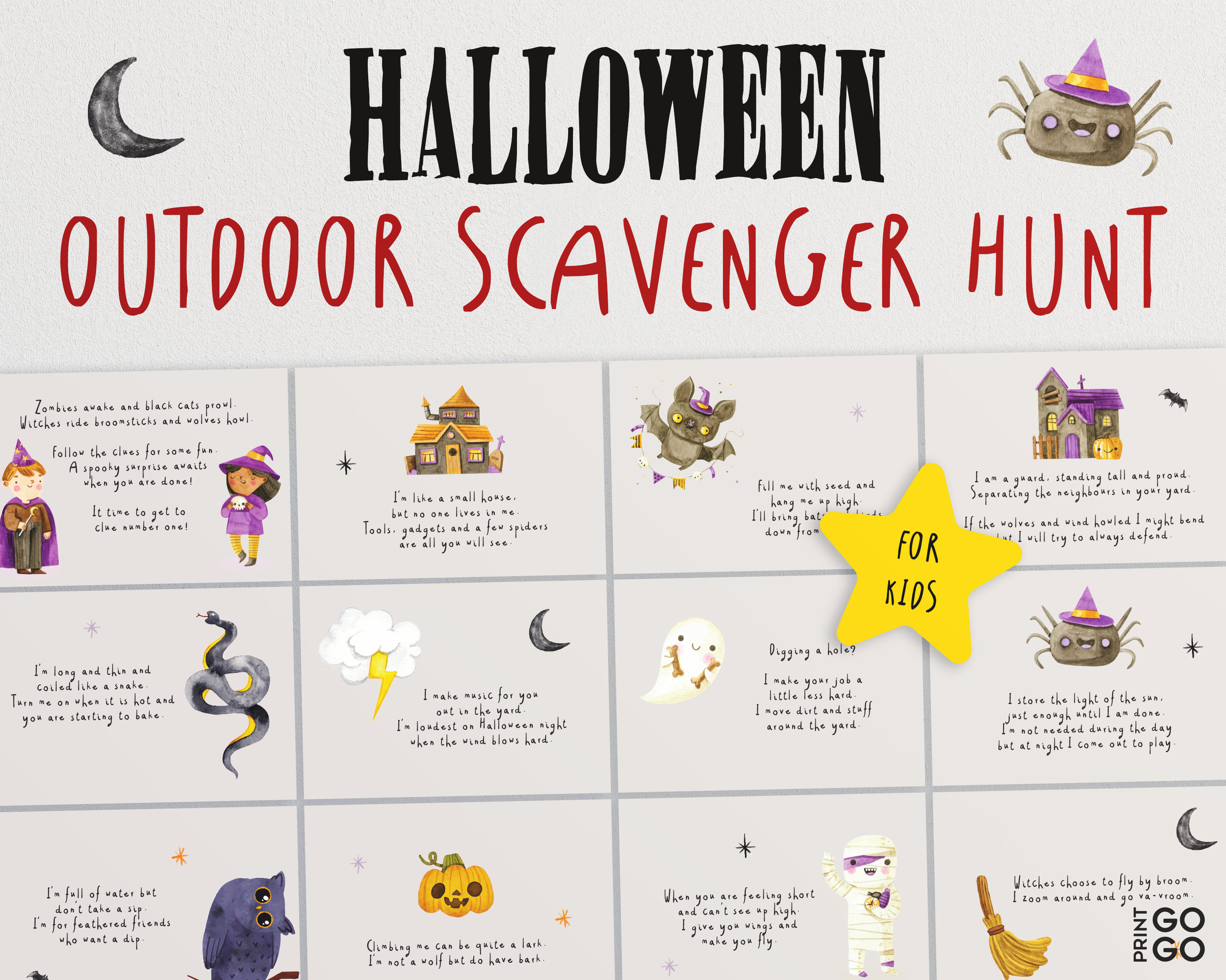 Halloween Scavenger Hunt Bundle for Kids 27 Spooky Riddle - Etsy