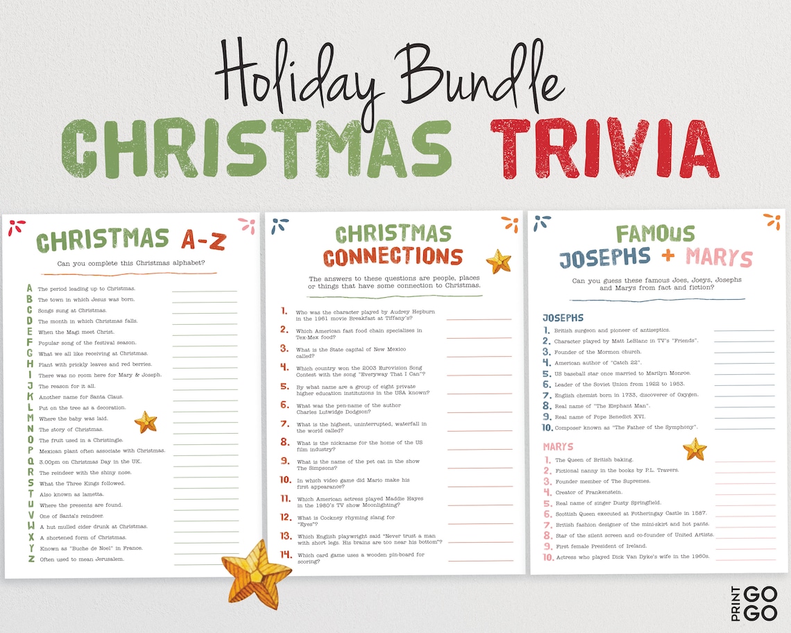 Christmas Quiz Bundle A Huge Collection of Quiz Questions to - Etsy