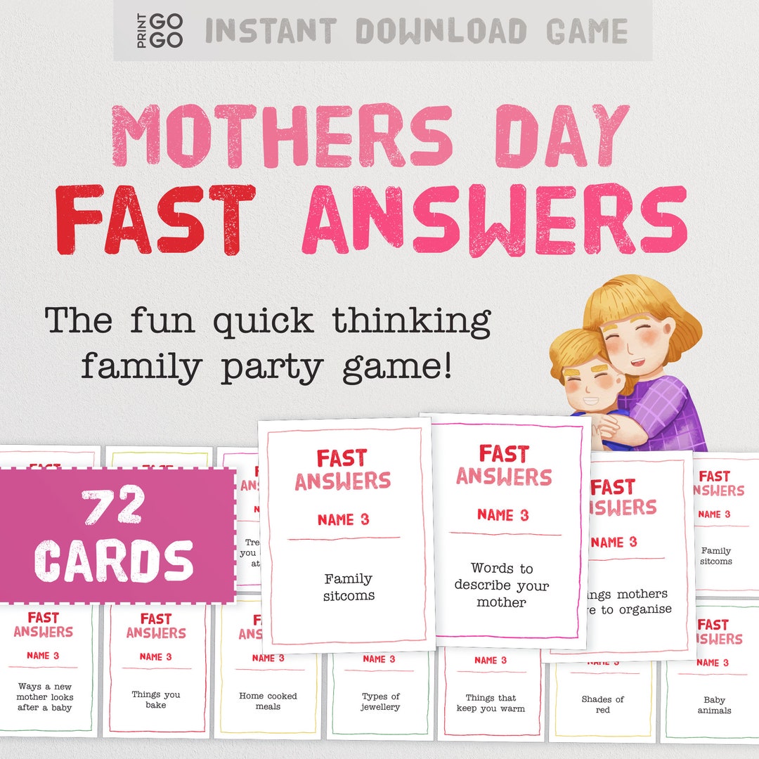 Mothers Day Fast Answers Game - the Fun Quick Thinking Family Party ...