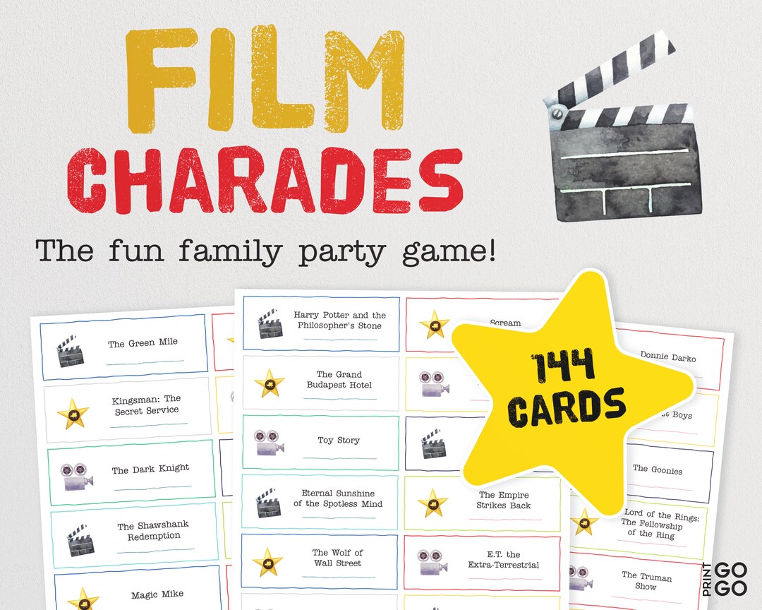 Film Charade Cards the Fun Family Party Game of Acting Out - Etsy