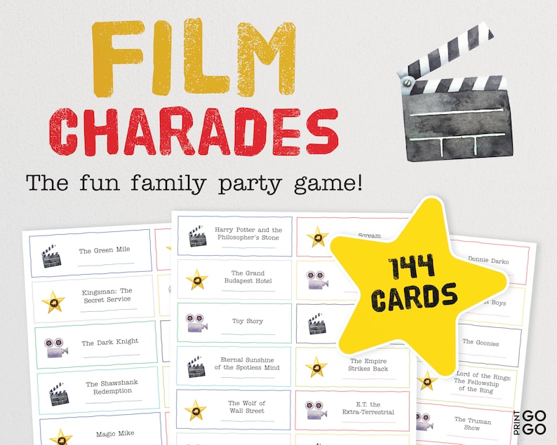 Film Charade Cards the Fun Family Party Game of Acting Out - Etsy