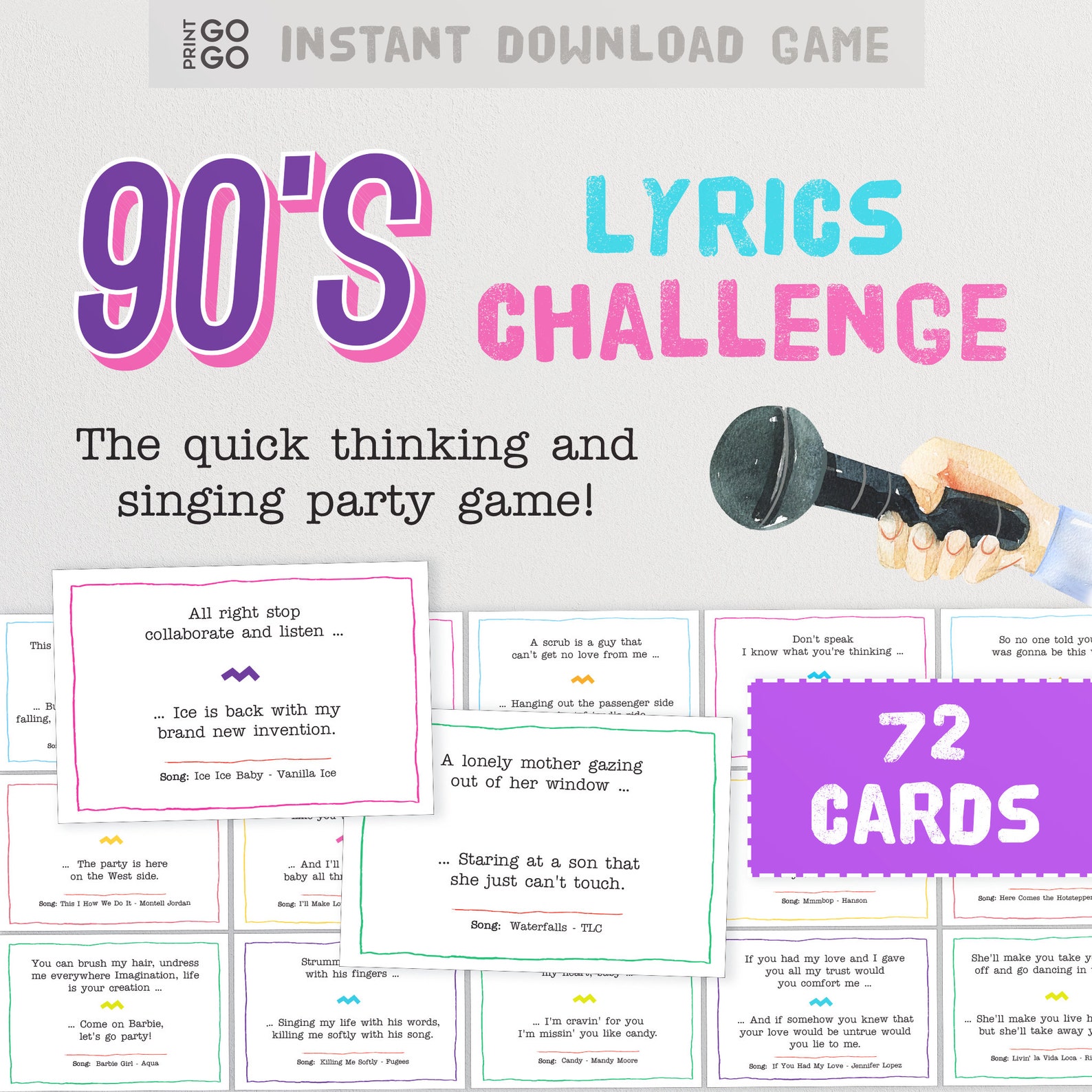 90s Songs Lyrics Challenge Game - the Quick Thinking and Singing Family ...
