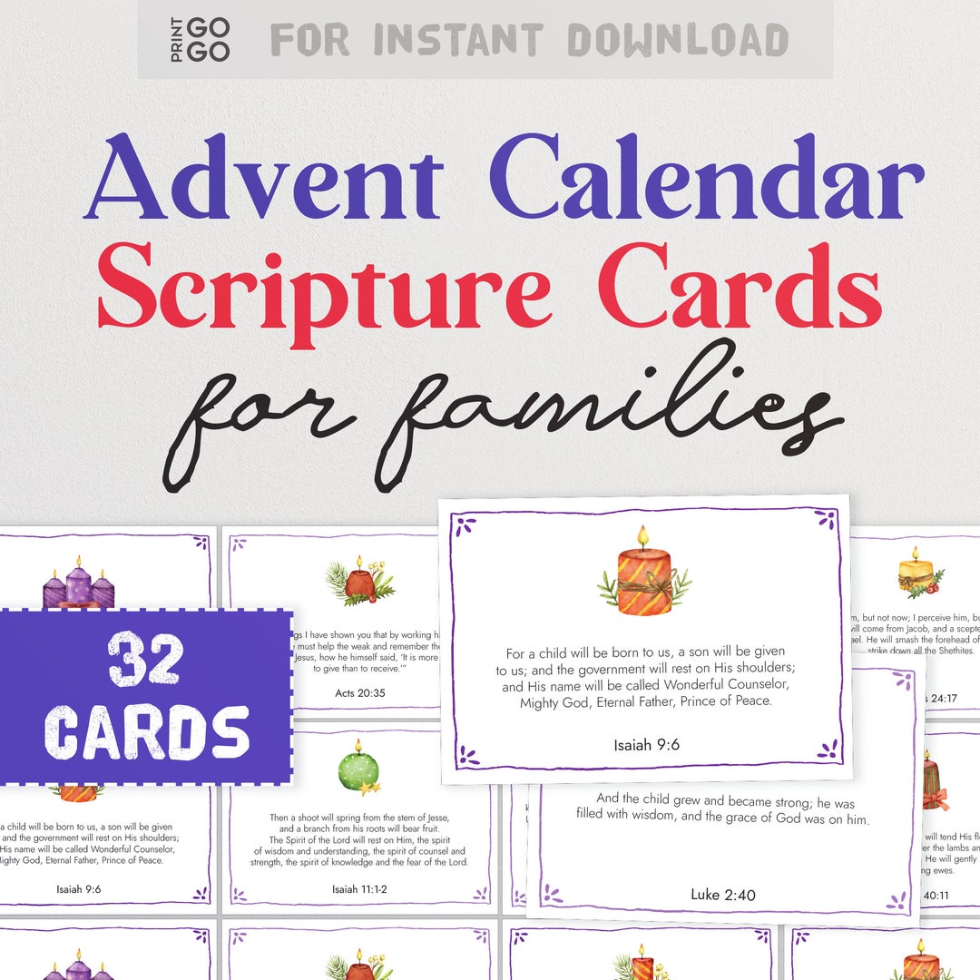 Advent Calendar Scripture Cards - Fill Your Calendars With Bible Verses ...