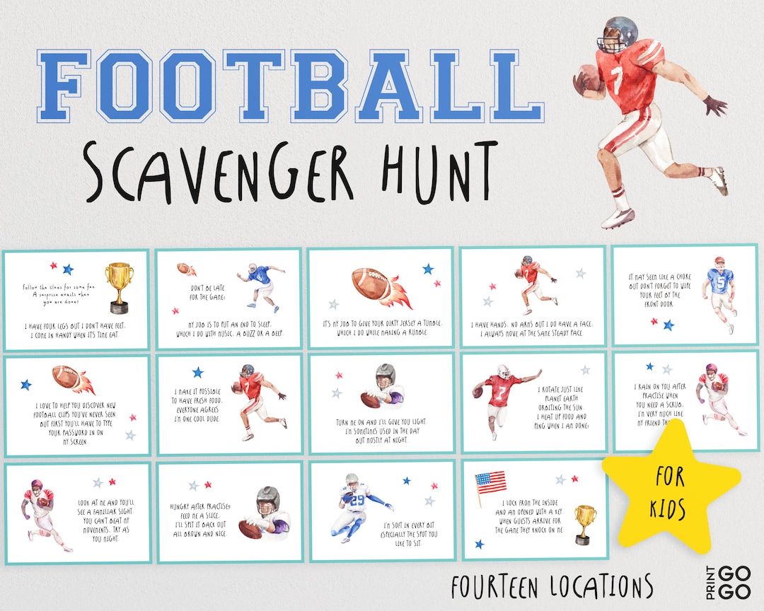 Football Scavenger Hunt for Kids Indoor 'the Big - Etsy