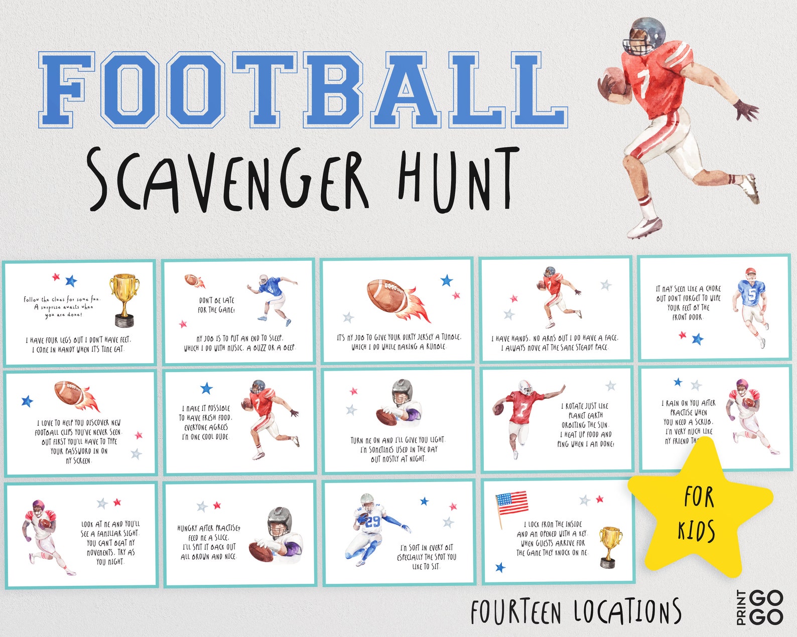 Football Scavenger Hunt for Kids Indoor 'the Big - Etsy