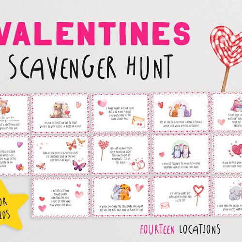 Valentine's Scavenger Hunt for Kids Valentines Treasure - Etsy