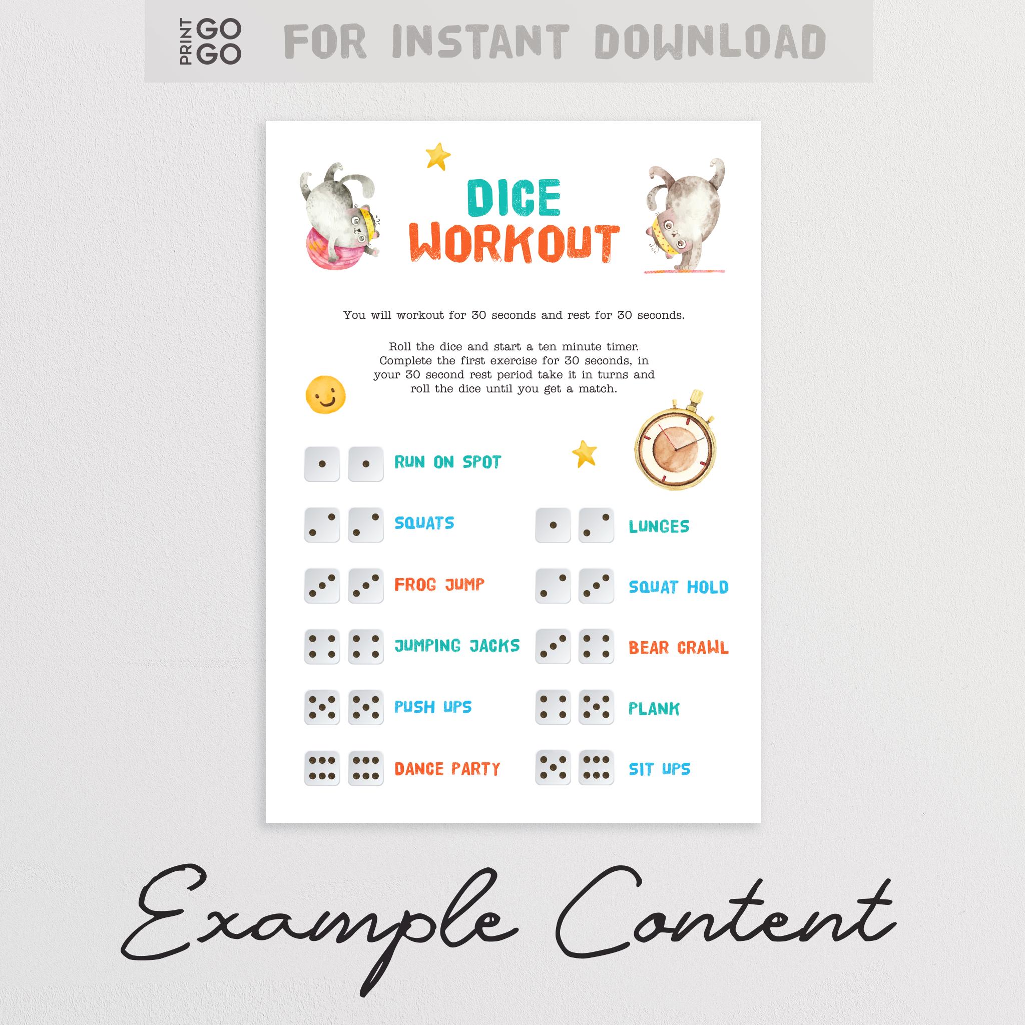 Dice Workout - A Exercise Game to Encourage Kids to Move More and Keep ...