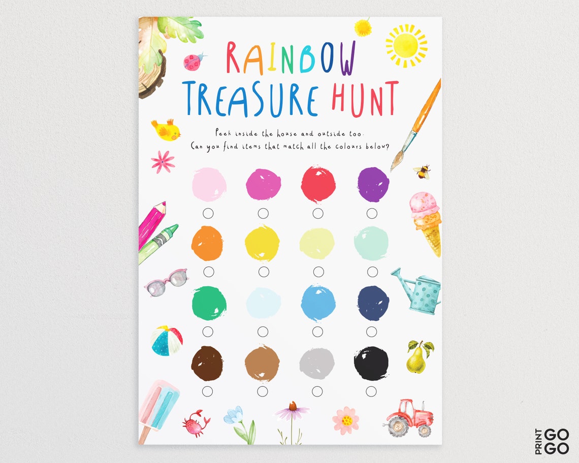 Rainbow Treasure Hunt for Kids Color Scavenger Hunt Game - Etsy
