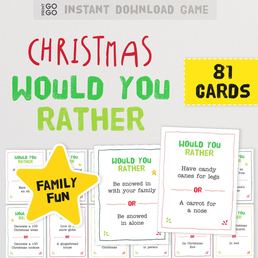 Christmas Would You Rather Cards - the Fun Holiday Party Activity for ...