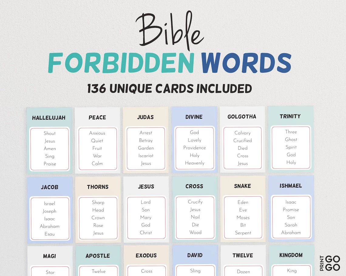 Bible Forbidden Words Game Bible Taboo Game Cards Church | Etsy