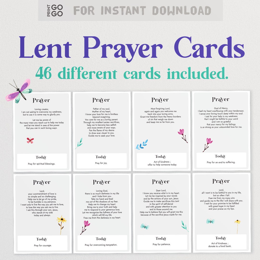 Lent Prayer Cards | Daily Lenten Cards for Adults and Children | 40 ... Lent Prayer Cards | Daily Lenten Cards for Adults and Children | 40 ...