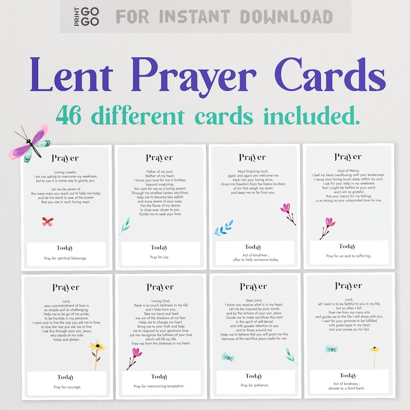 Lent Daily Prayer Cards - Etsy