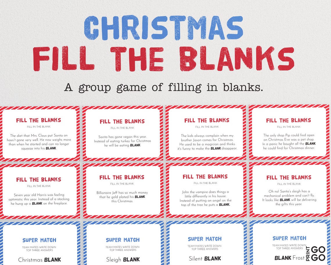 Christmas Fill the Blanks the Hilarious Family Game of | Etsy