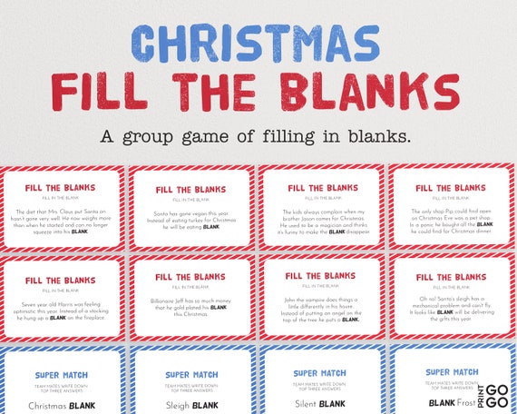 Christmas Fill the Blanks the Hilarious Family Game of | Etsy