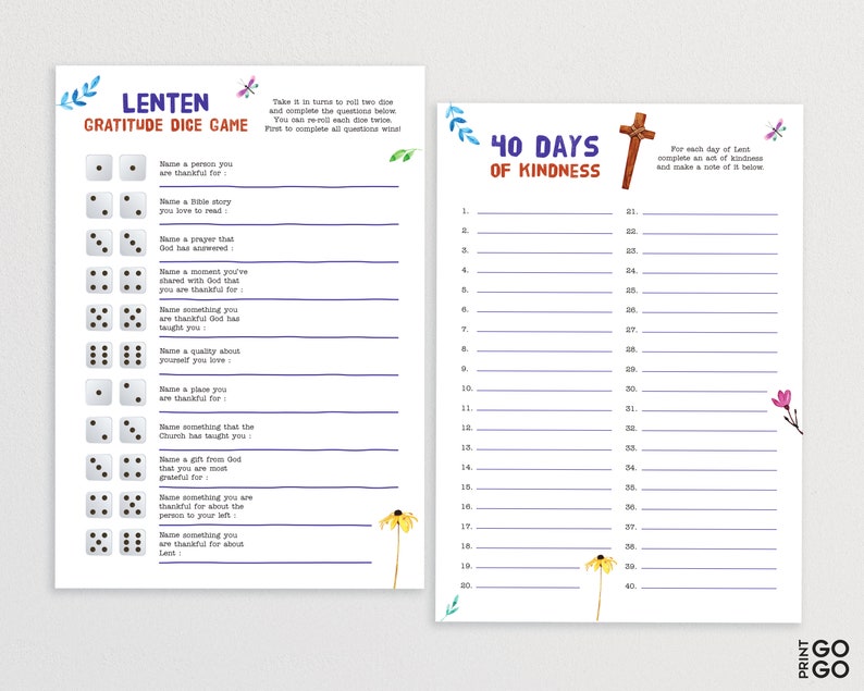 Lenten Activities for Children Including Lent Gratitude Dice - Etsy