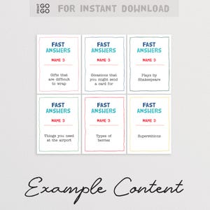 Family Fast Answers Game - the Fun Quick Thinking Family Party Game ...