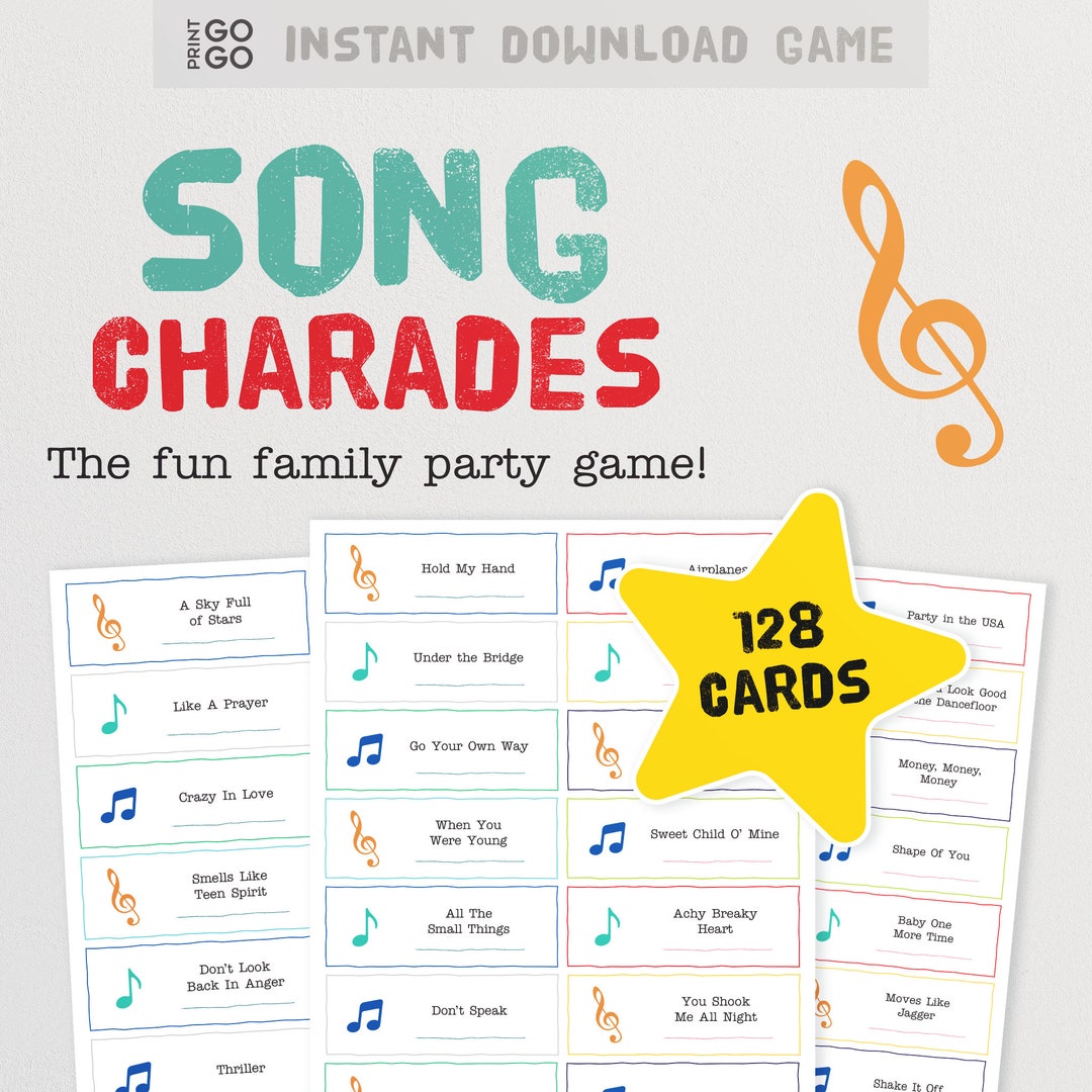 Song Charade Cards - the Fun Family Party Game of Acting Out and ...