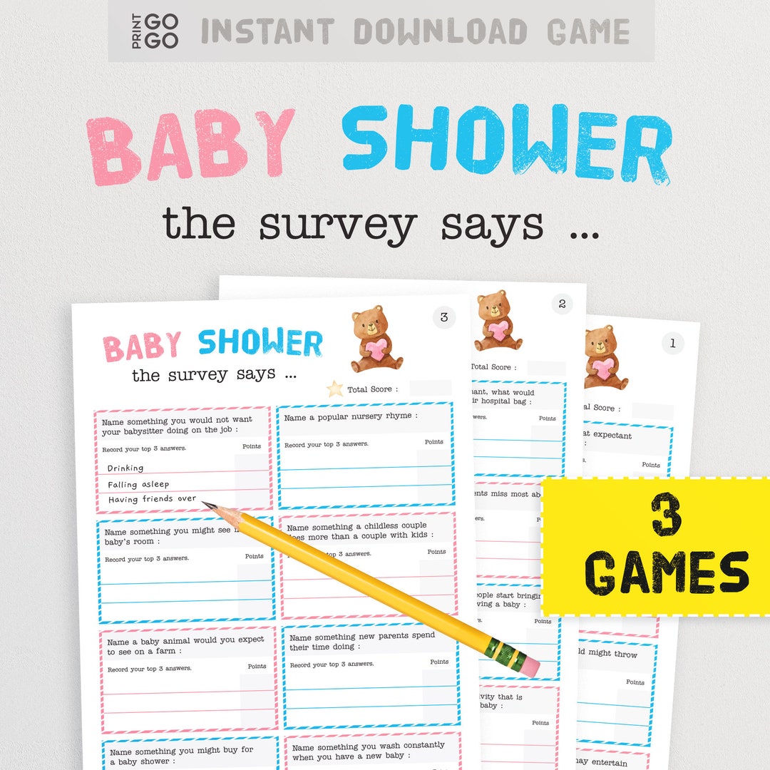 Baby Shower the Survey Says - the Fun Game of Matching Answers and ...