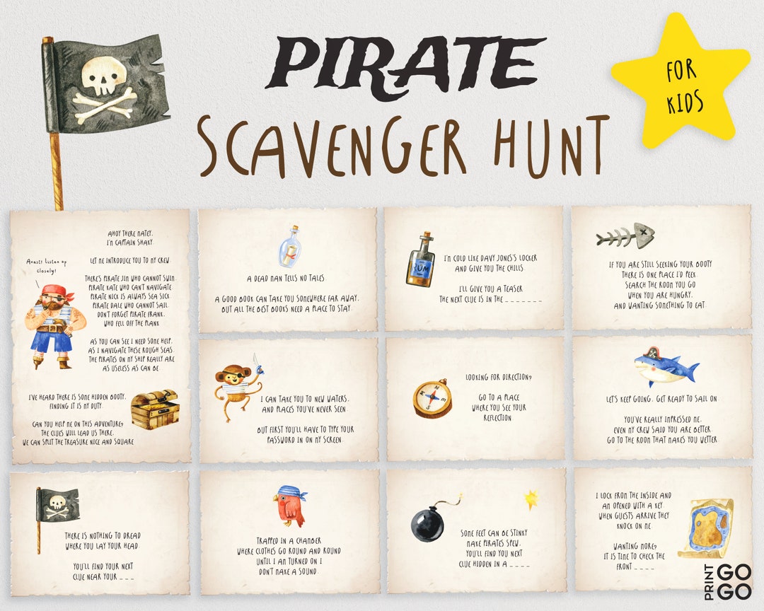 Pirate Scavenger Hunt for Kids Pirate Birthday Treasure Hunt - Etsy Canada