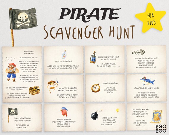 Pirate Scavenger Hunt for Kids Pirate Birthday Treasure Hunt | Etsy UK