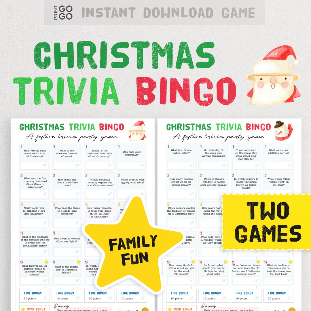 Christmas Trivia Bingo - Test Your Holiday Knowledge With This Fun ...