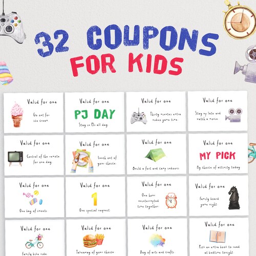 32 Coupons for Kids Birthday Gift for Children Activity - Etsy