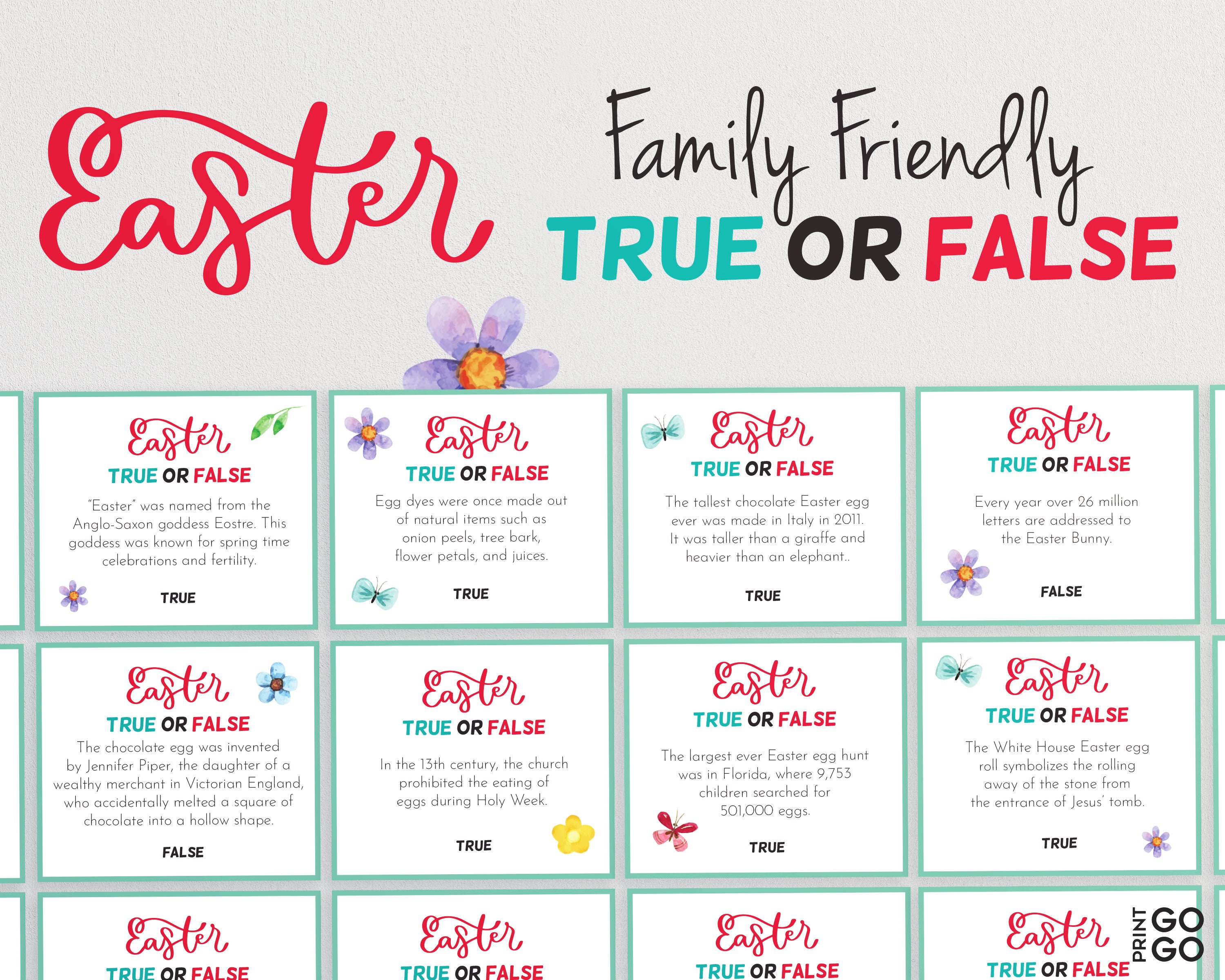 Easter True or False Game Easter Family Quiz Trivia Game - Etsy UK