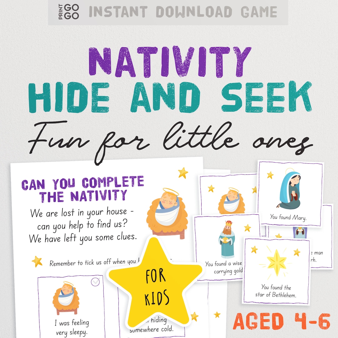 Nativity Hide and Seek Scavenger Hunt for Younger Kids | Advent Reading ...