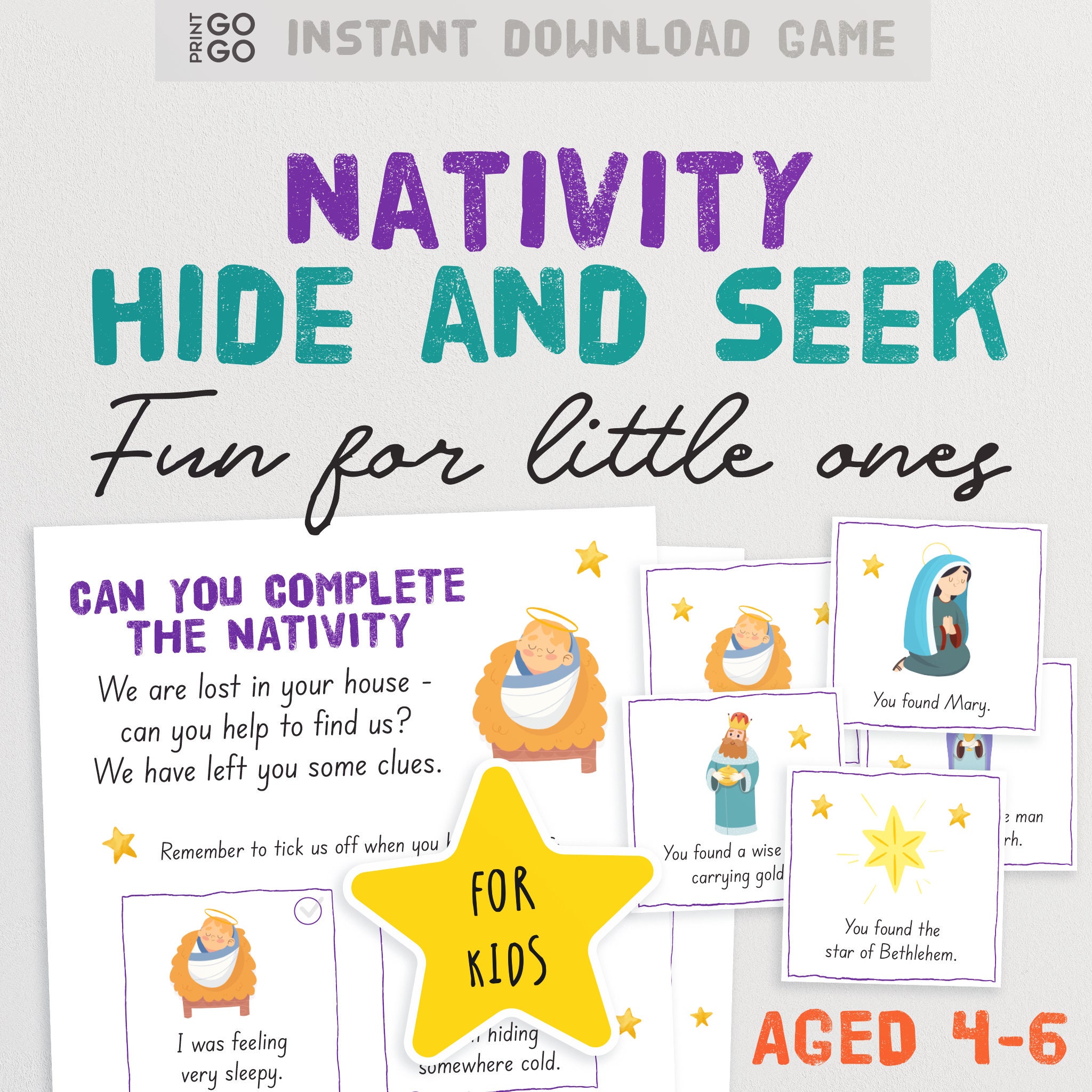 Nativity Hide and Seek Scavenger Hunt for Younger Kids | Advent Reading ...