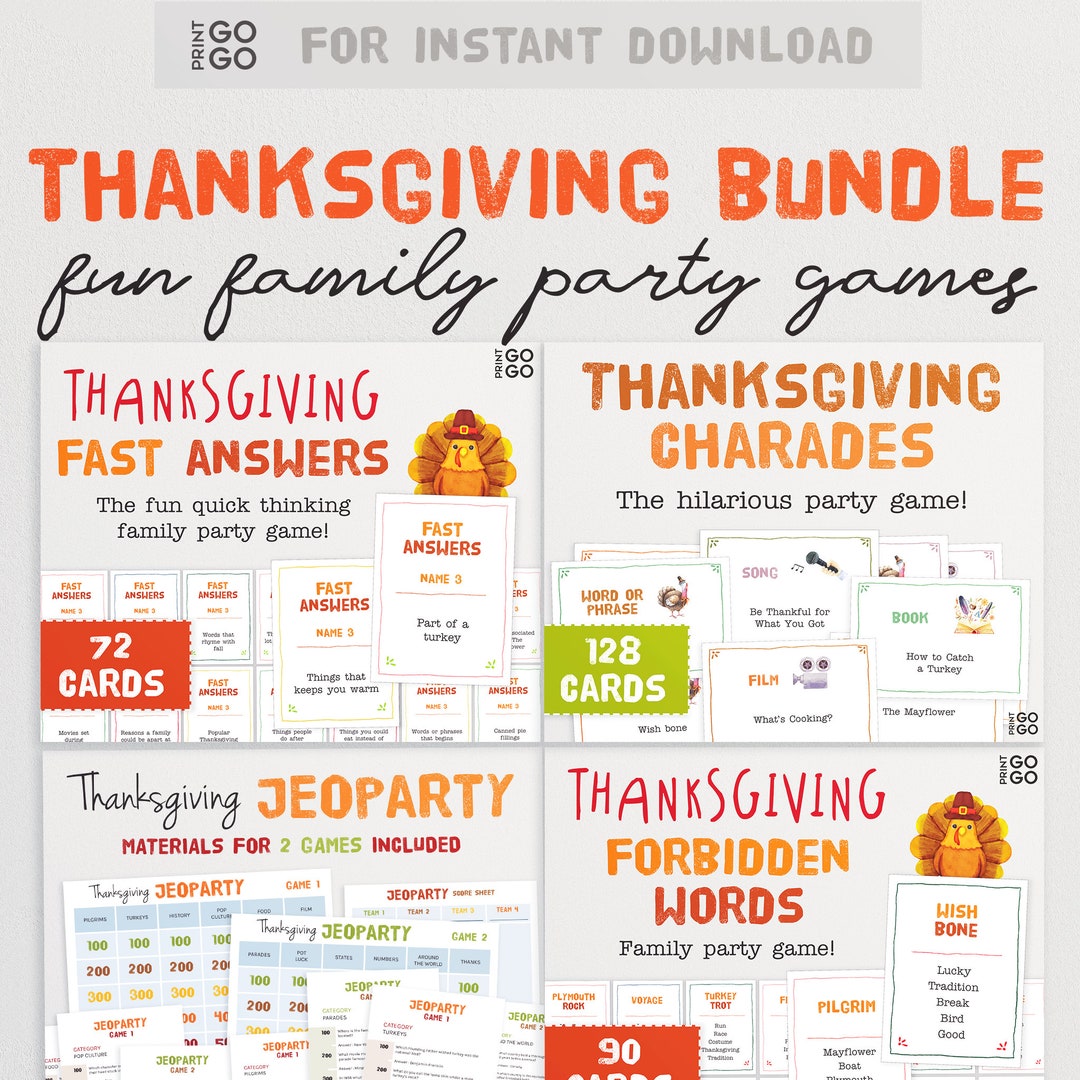 Thanksgiving Game Bundle - Fun Team Party Games to Play With the Whole ...