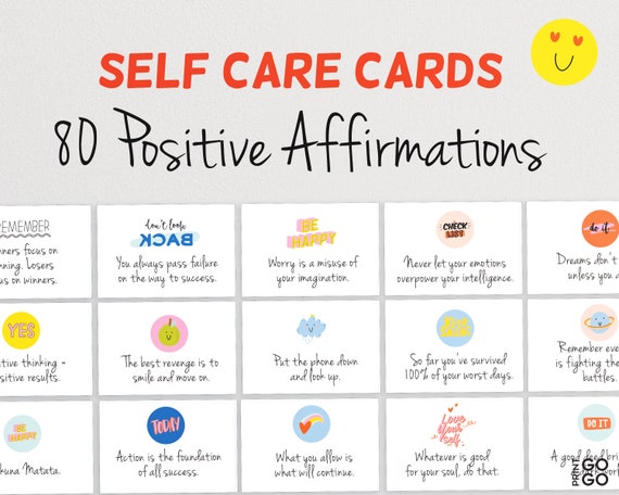 80 Self Care Cards Daily Positive Affirmation Cards Daily - Etsy