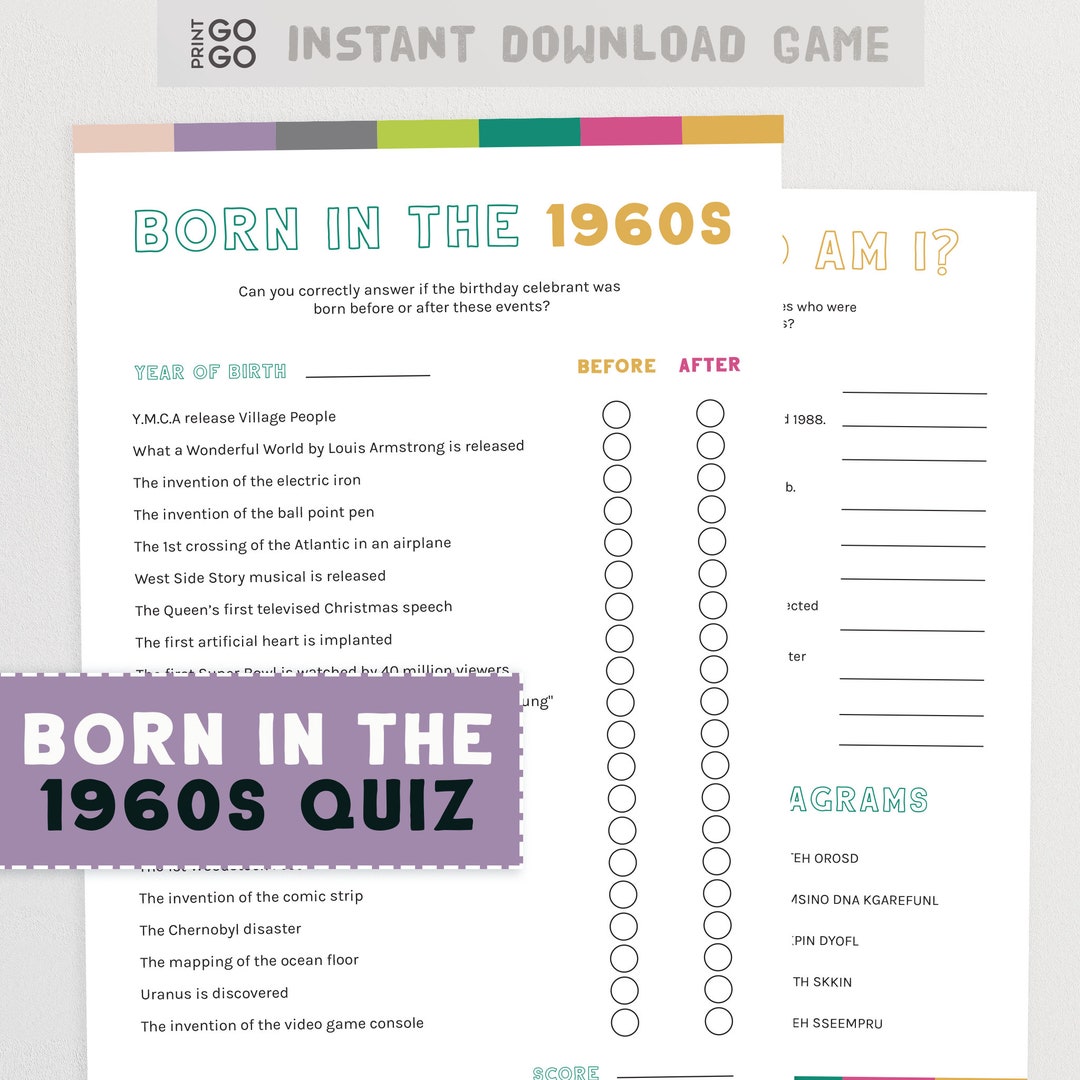 Born in 1960s - 60th Birthday Quiz | 1960s Trivia Quiz | Born in the ...