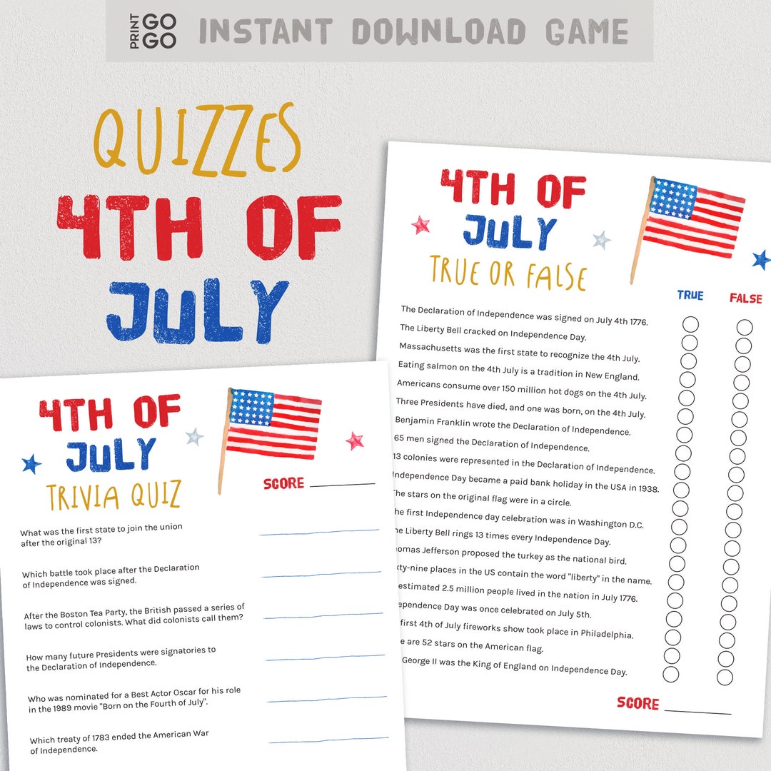 Fourth of July Trivia Quiz | 4th of July True or False | Fourth of July ...