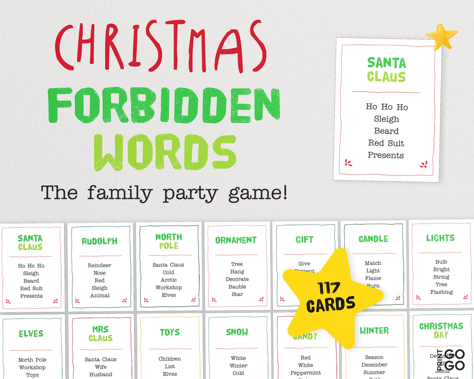Christmas Forbidden Words the Fun Quick Thinking Family - Etsy