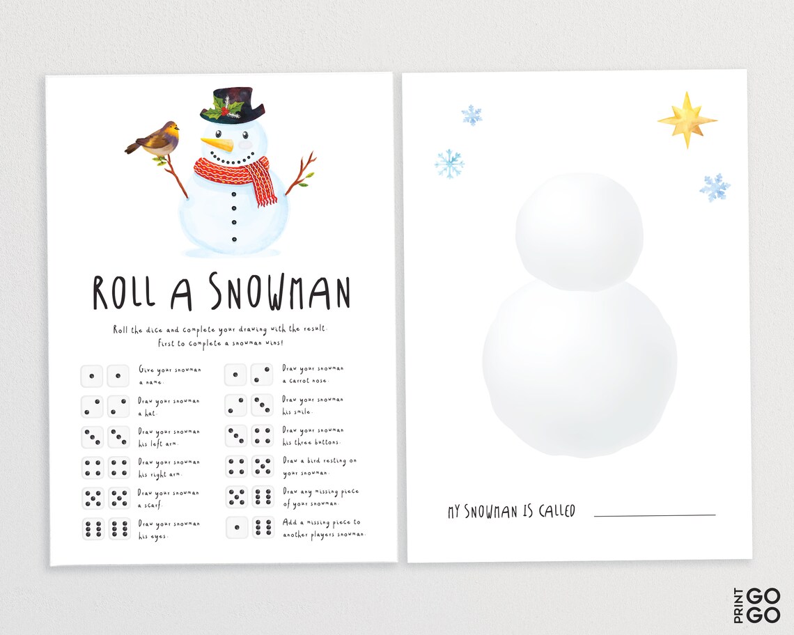 Christmas Roll A Snowman Dice Game Christmas Dice Game | Etsy