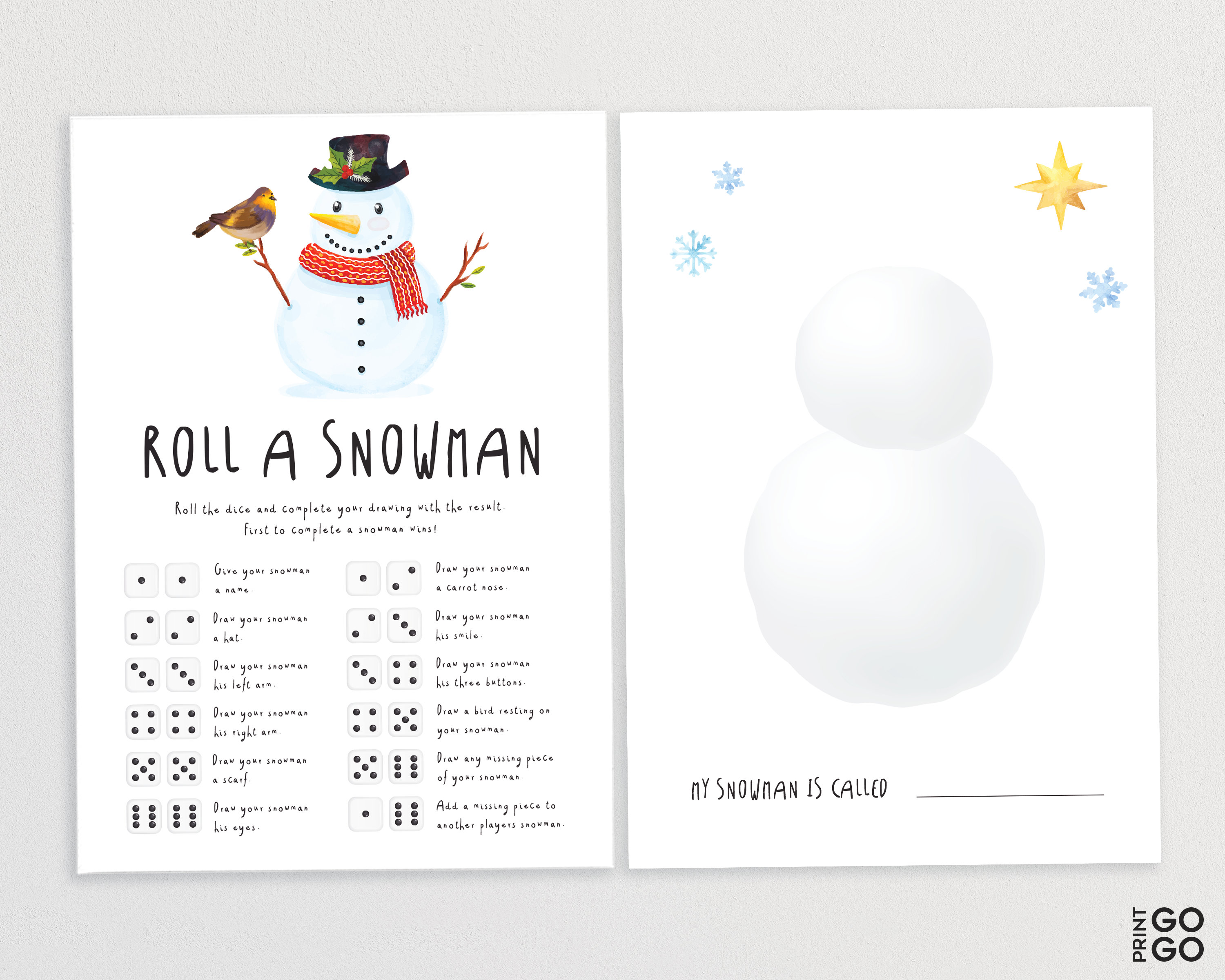 Christmas Roll A Snowman Dice Game Christmas Dice Game - Etsy Canada