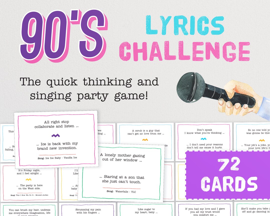 90s Songs Lyrics Challenge Game the Quick Thinking and - Etsy