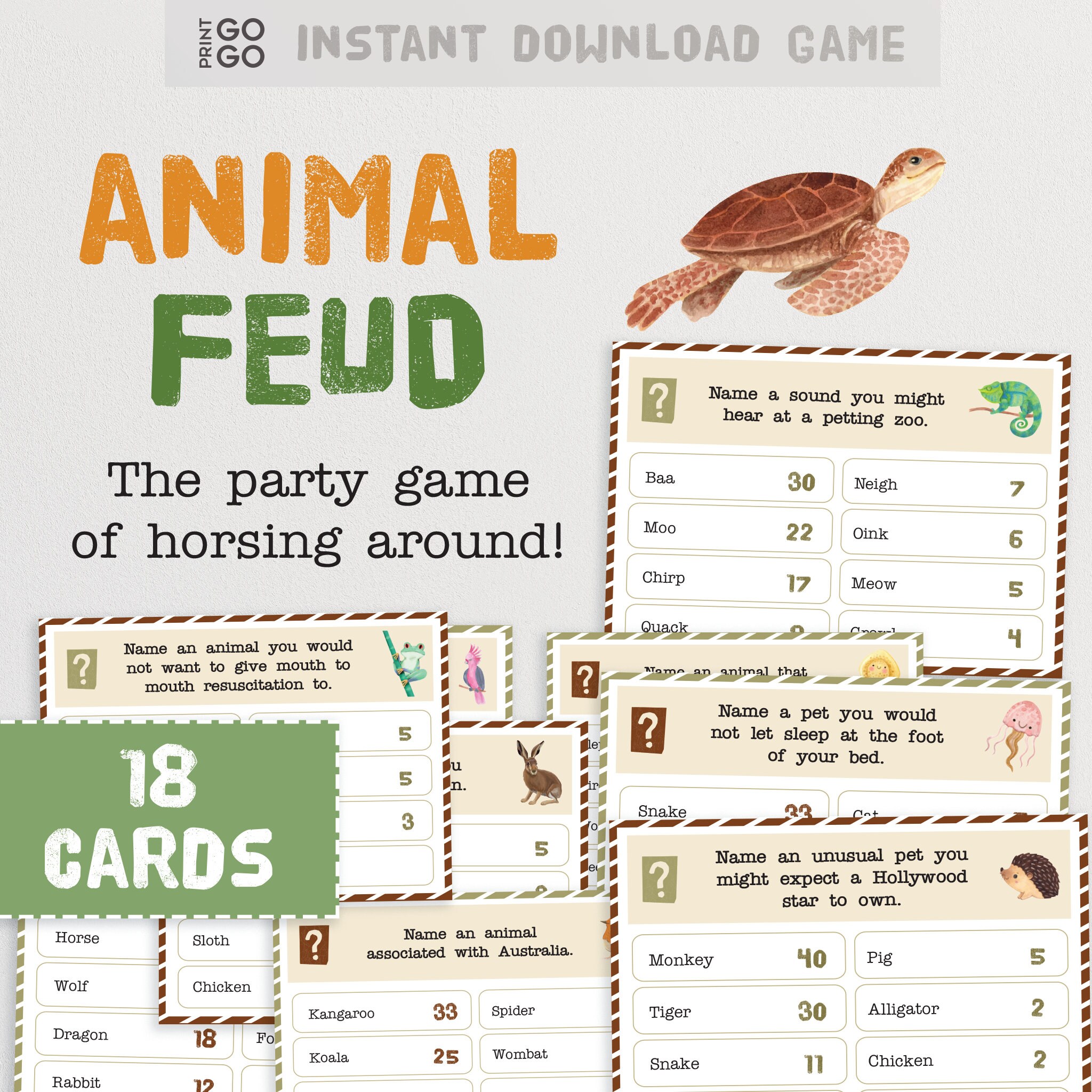 Animal Feud the Party Game of Horsing Around for Top Answers and Points ...